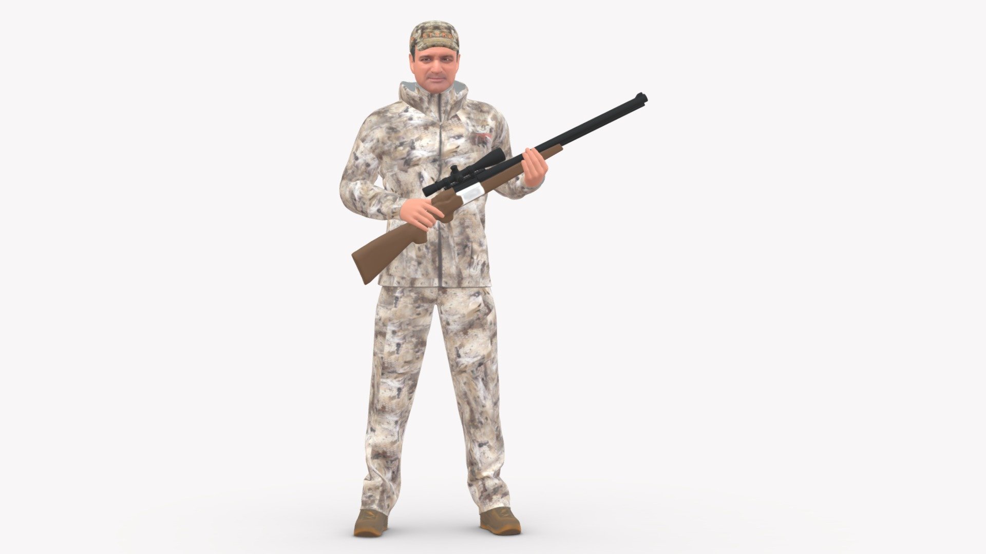 001271 hunter in camouflage with a gun - Buy Royalty Free 3D model by ...
