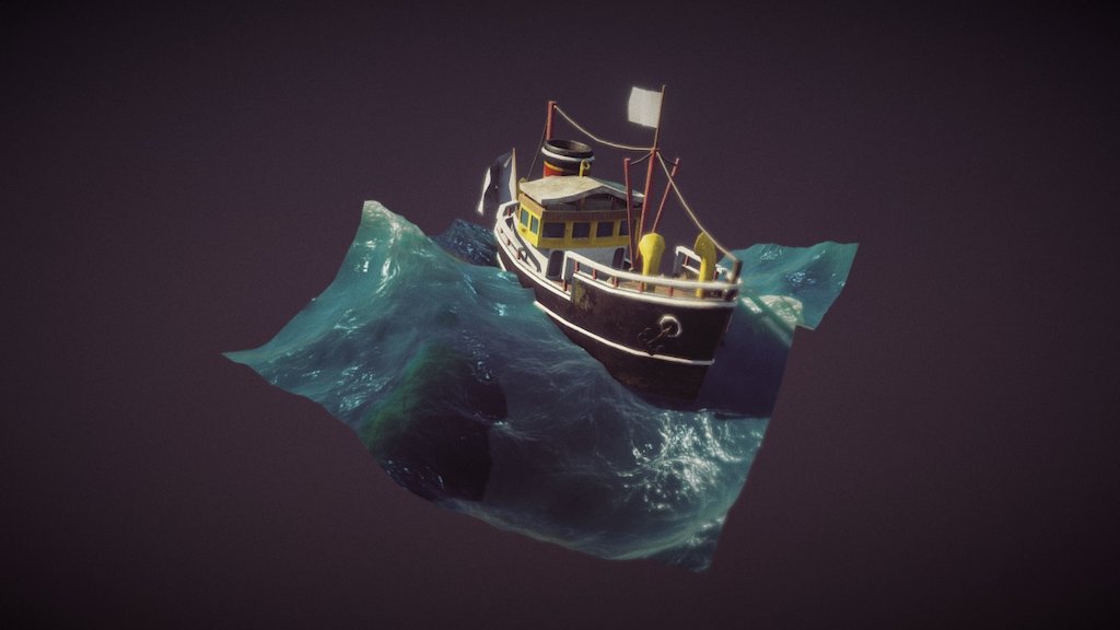 Cartoon steamship on ocean - Buy Royalty Free 3D model by Mr. The Rich ...