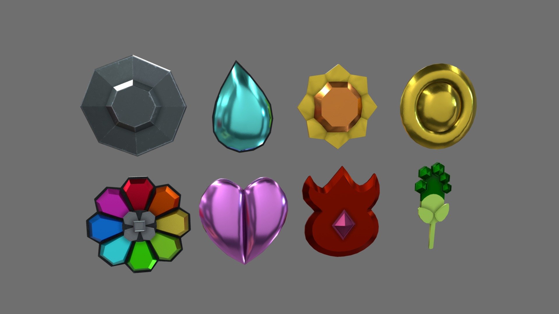 Pokemon Kanto Badges - 3D model by LucasPresoto [66ba7cd] - Sketchfab