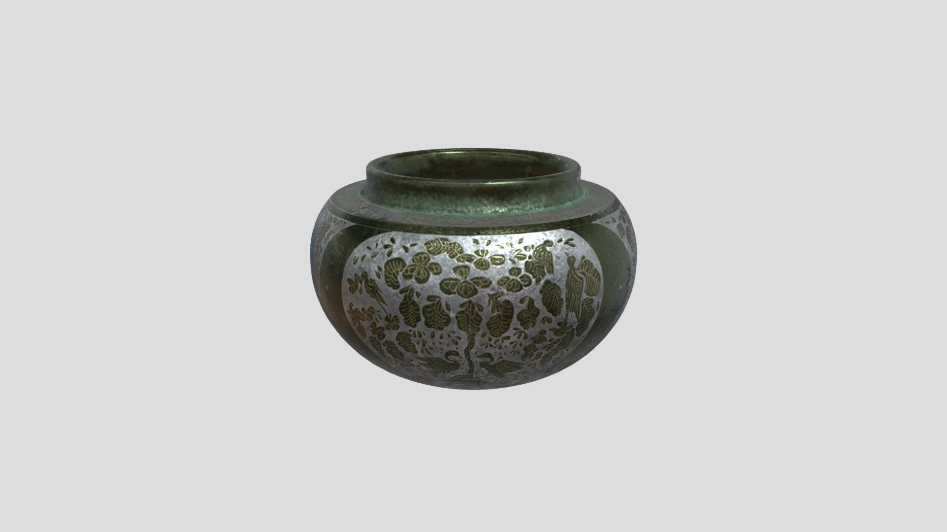 Bronze Small Jar with Gold and Silver Design - Download Free 3D model ...