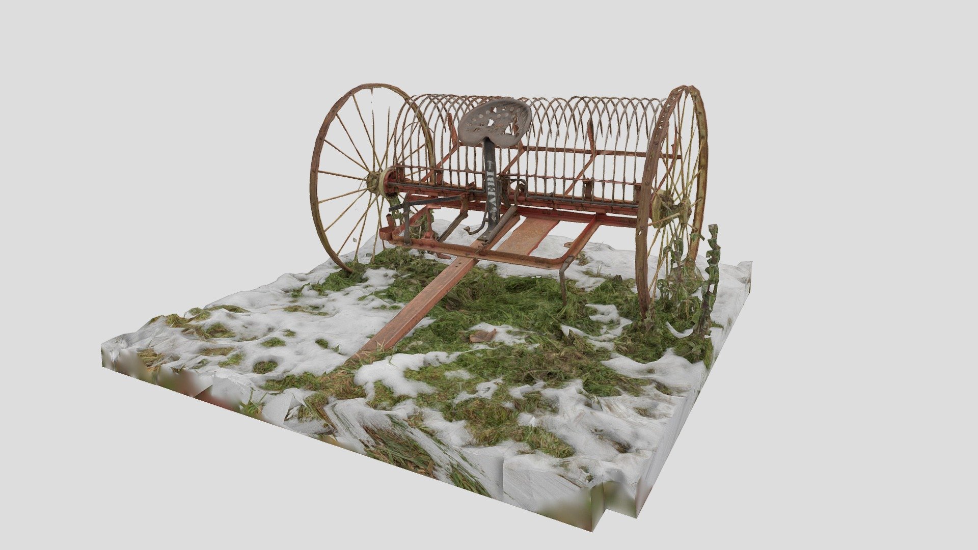 Historic horse-drawn hay rake - Download Free 3D model by ...