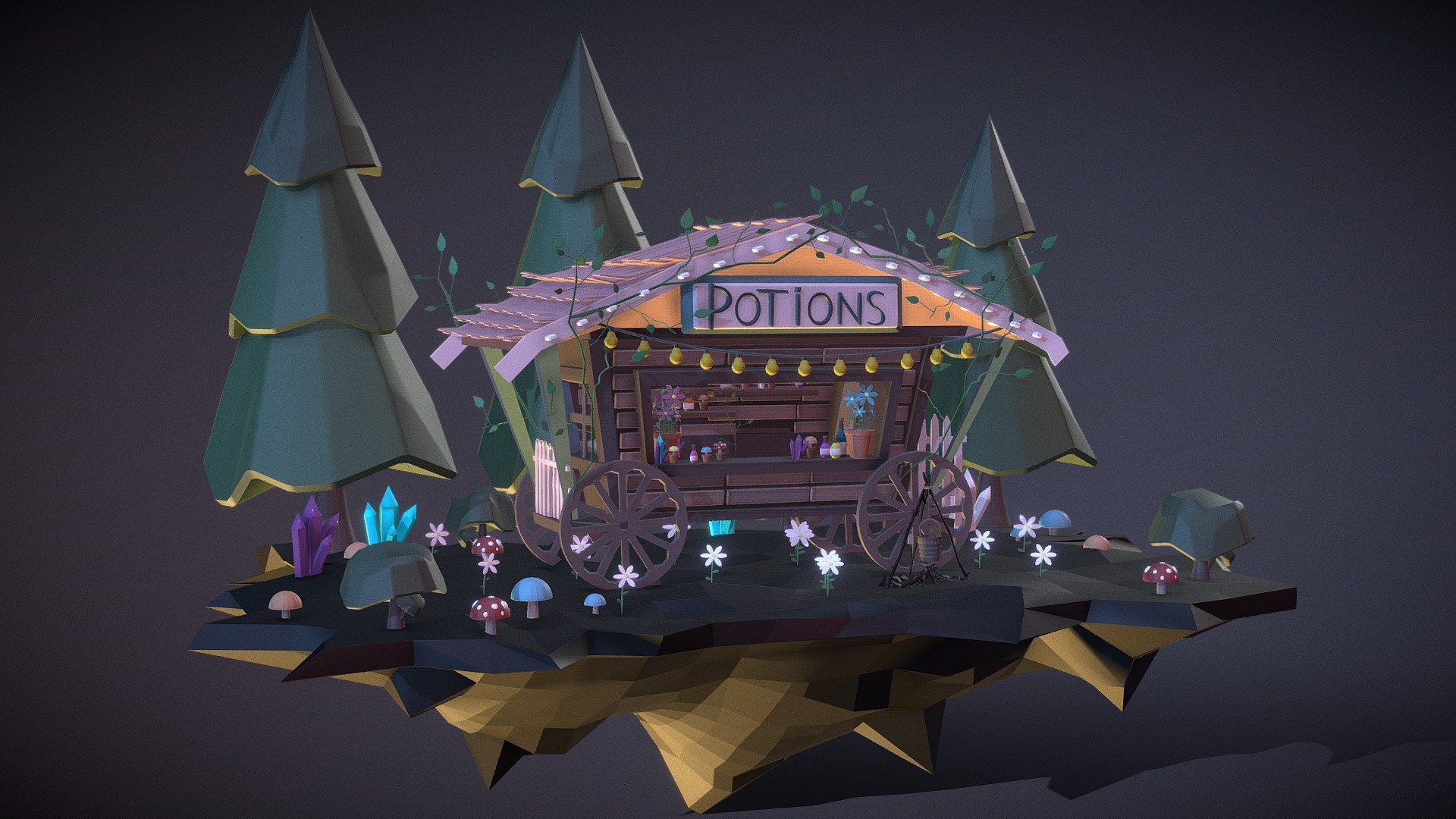 Small potion cart diorama. - 3D model by layenna [66ce2b0] - Sketchfab