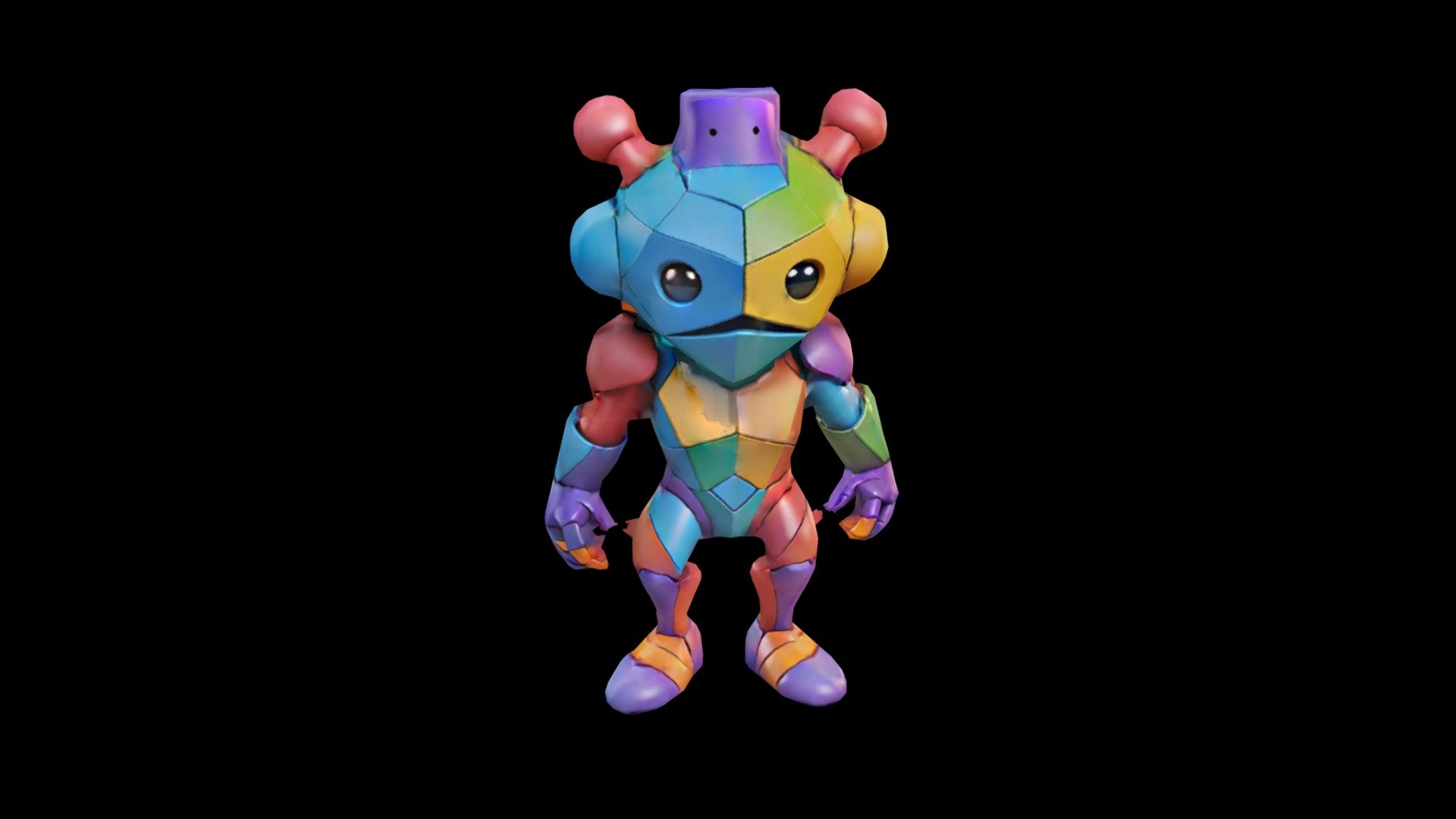 A toy robot with a multi-colored design and a qu - Download Free 3D ...