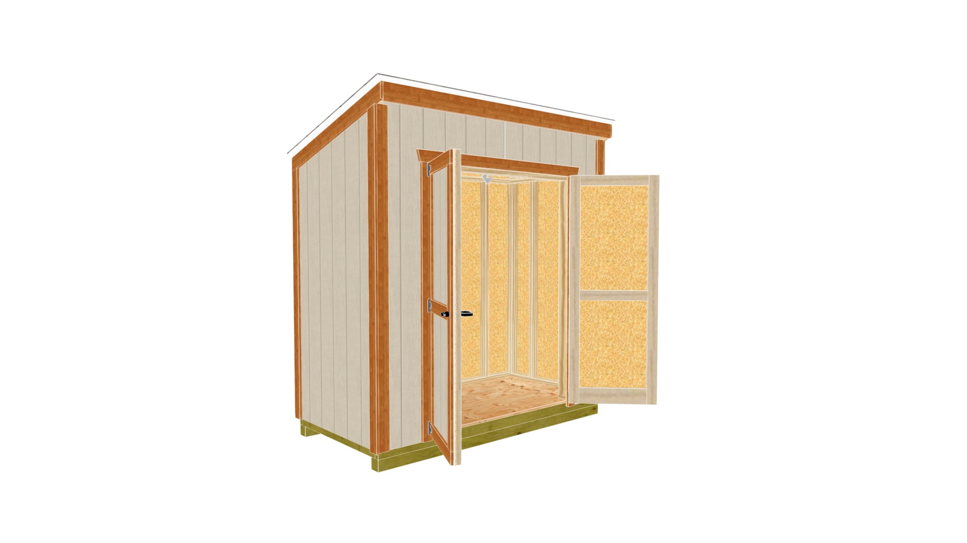 4'x8' Lean To Shed Plans - 3D model by shedking.net (@shedking ...