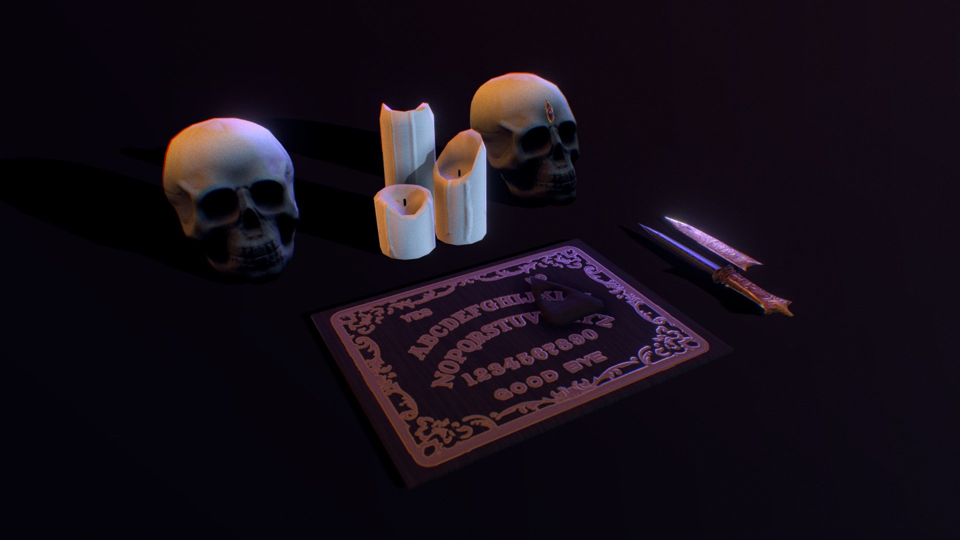 Lowpoly ouija board with props - Download Free 3D model by n-malmberg ...