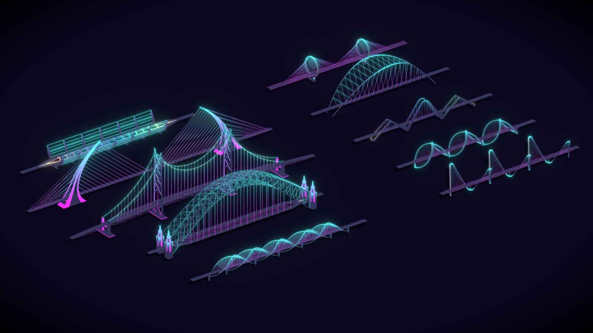 Neon Bridges Low-Poly - 3D model by Oleksandr Bykov (@oleksandr.bykov ...