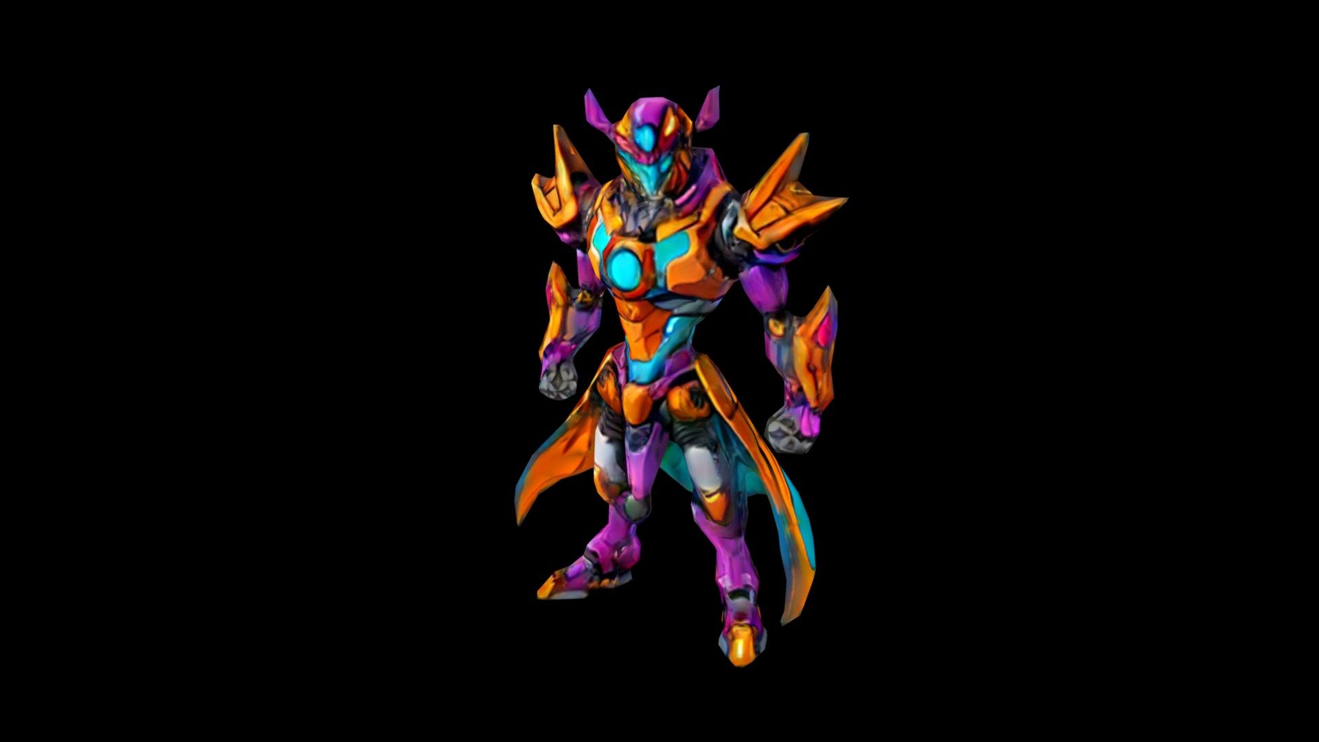 Multicolored robot with wings and cloak standing - Download Free 3D ...