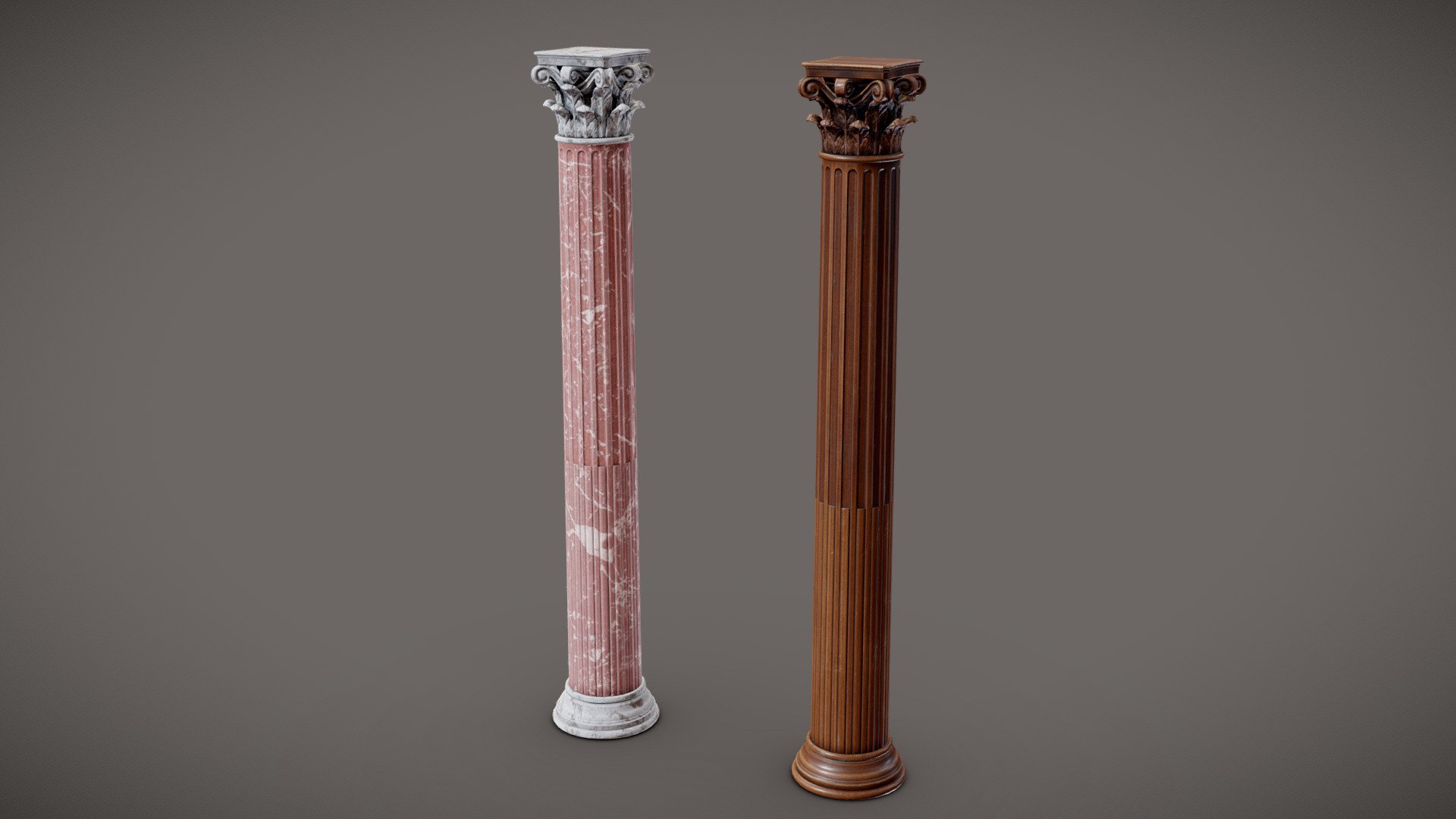 Antique column (wood/marble) - Game model - Buy Royalty Free 3D model ...