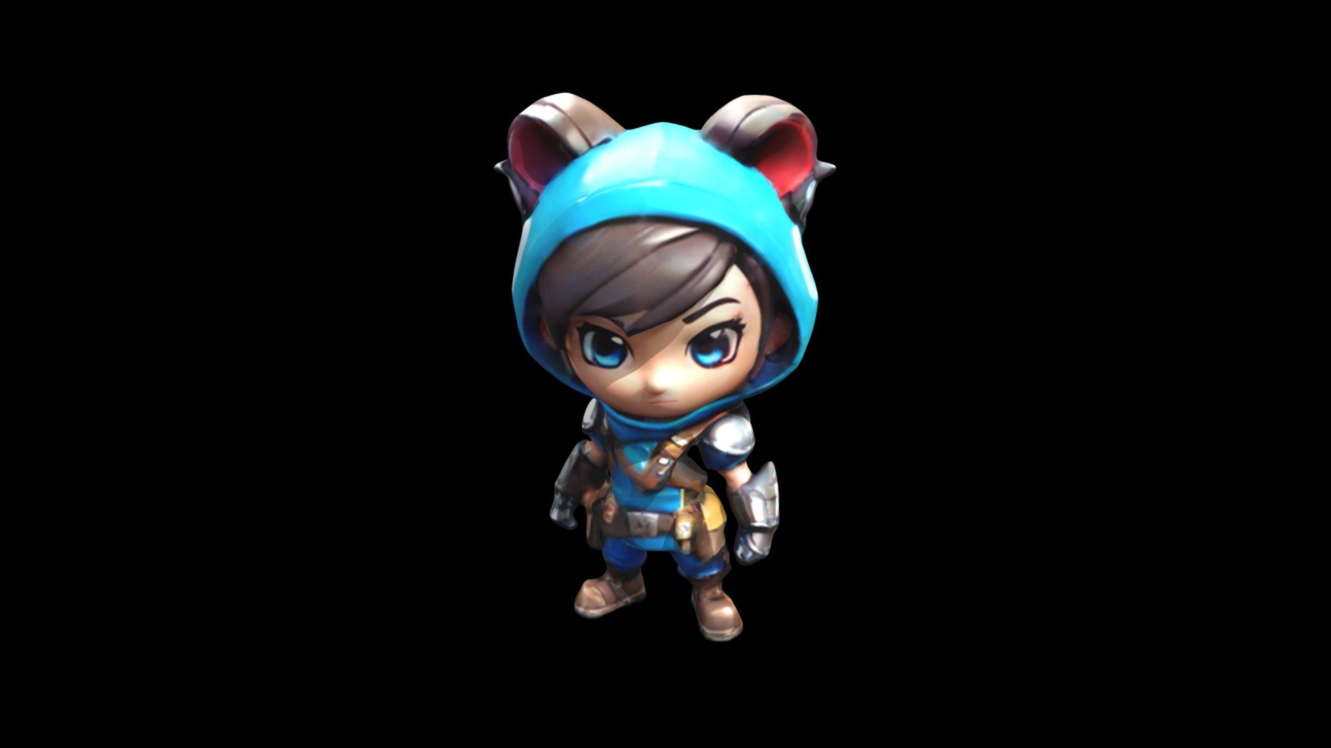 Melee-themed action figure with blue hood "A pow - Download Free 3D ...