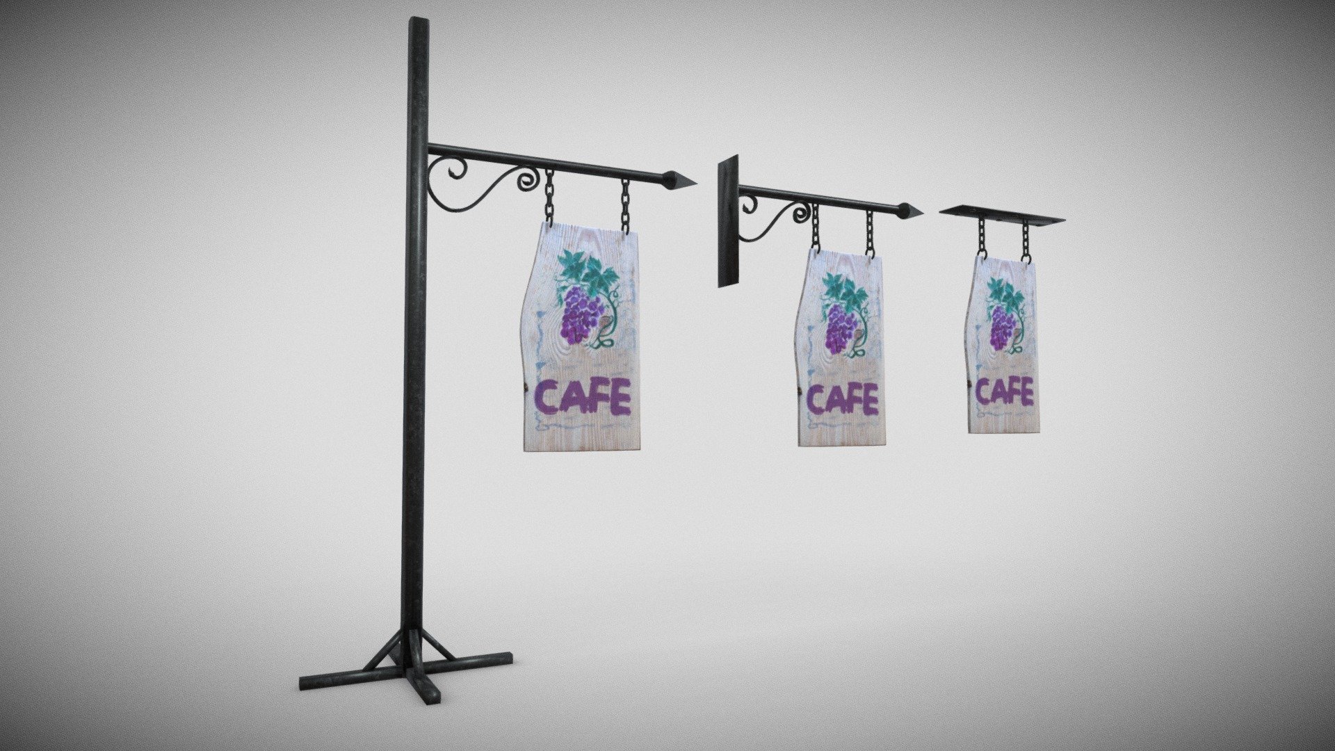 old woodden cafe sign 3D model - 3D model by nvere [6714064] - Sketchfab