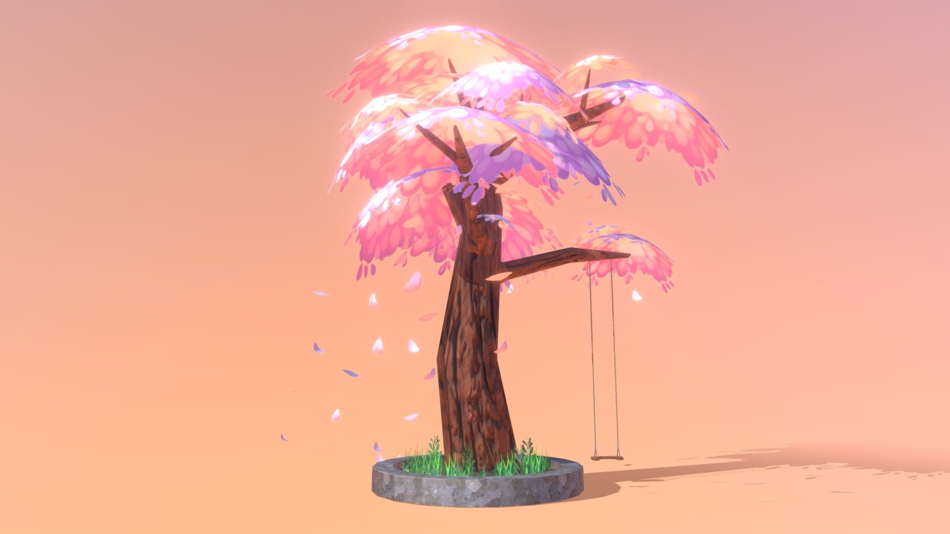 cherrytree with a swing - 3D model by Nalou_art [6731f56] - Sketchfab