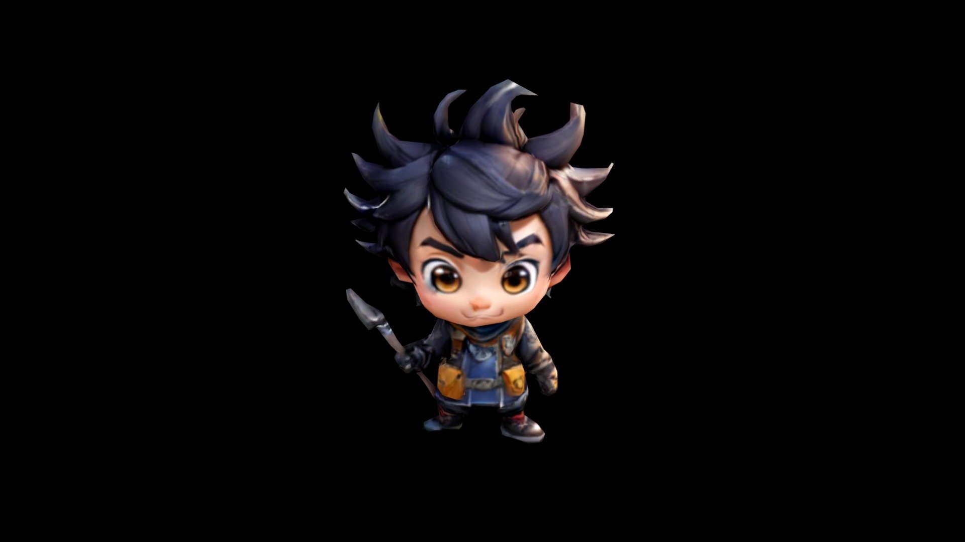 "An animated video game character with spiky dar - Download Free 3D ...