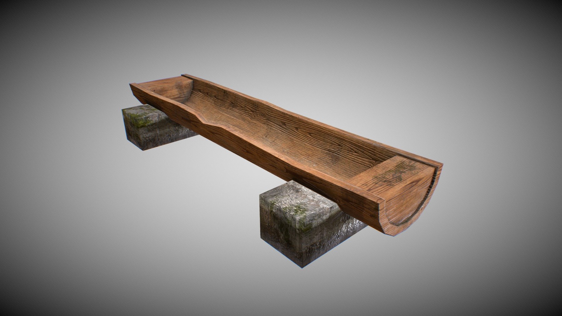 Wooden Trough With Stone Stand. Lowpoly - Download Free 3D model by ...