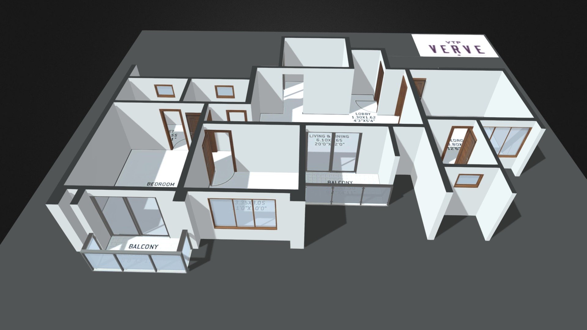 VTP Verve - 3 BHK 985 Sq. Ft - 3D model by SquareYards (@square-yards ...