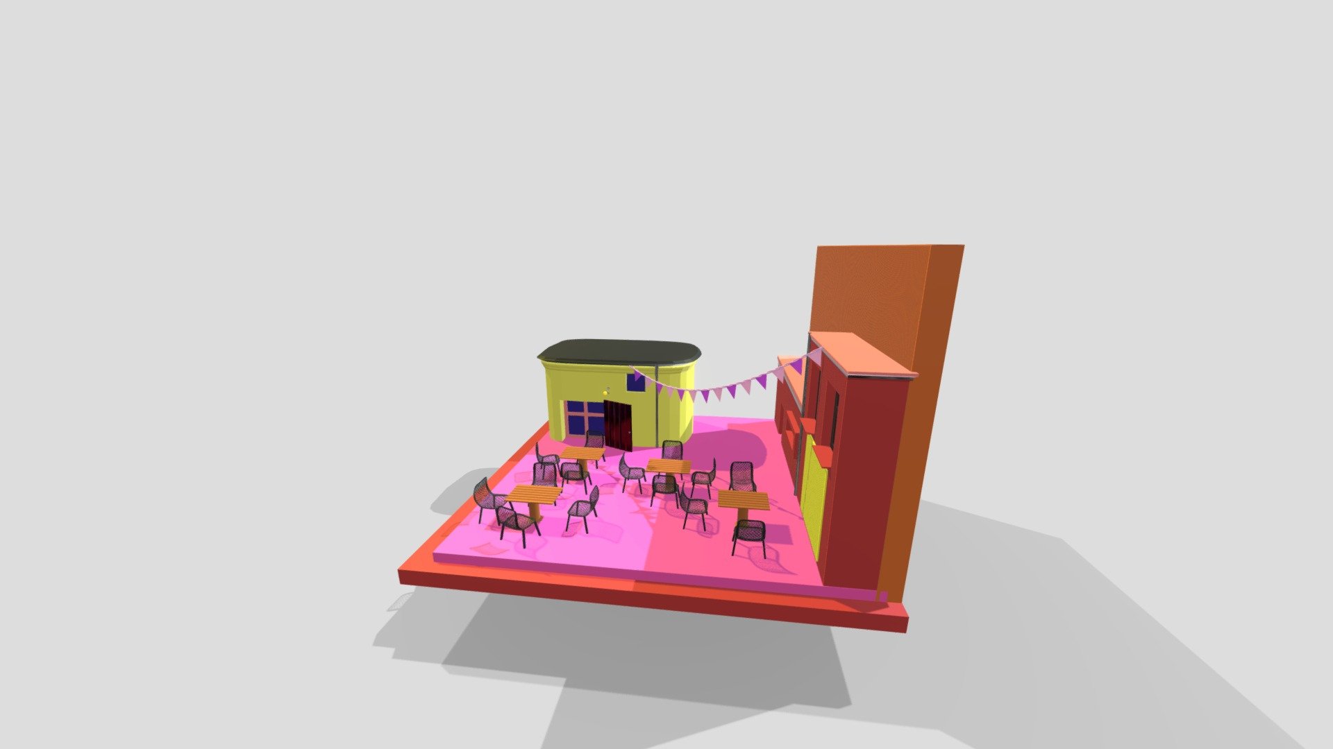 3D caffe model with chairs and tables - 3D model by Patrishaaa [674b9fe ...