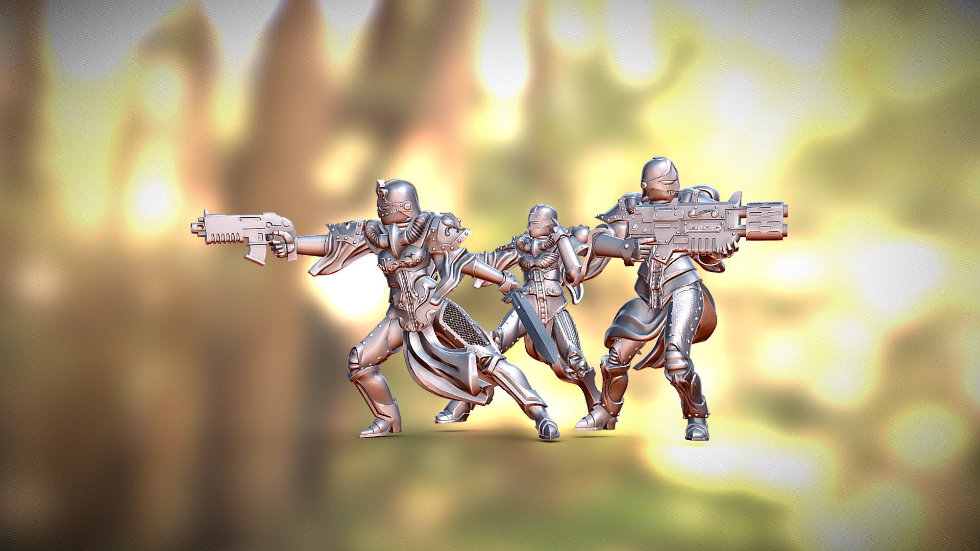 Battle nuns for 3D print (Low res) - 3D model by Dennis Tomson (@Count ...