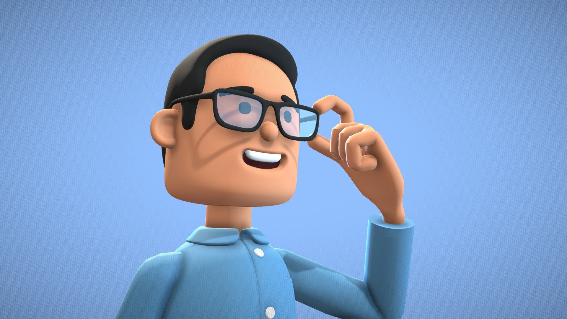 cartoon human character with glasses - 3D model by giga (@gits3d ...