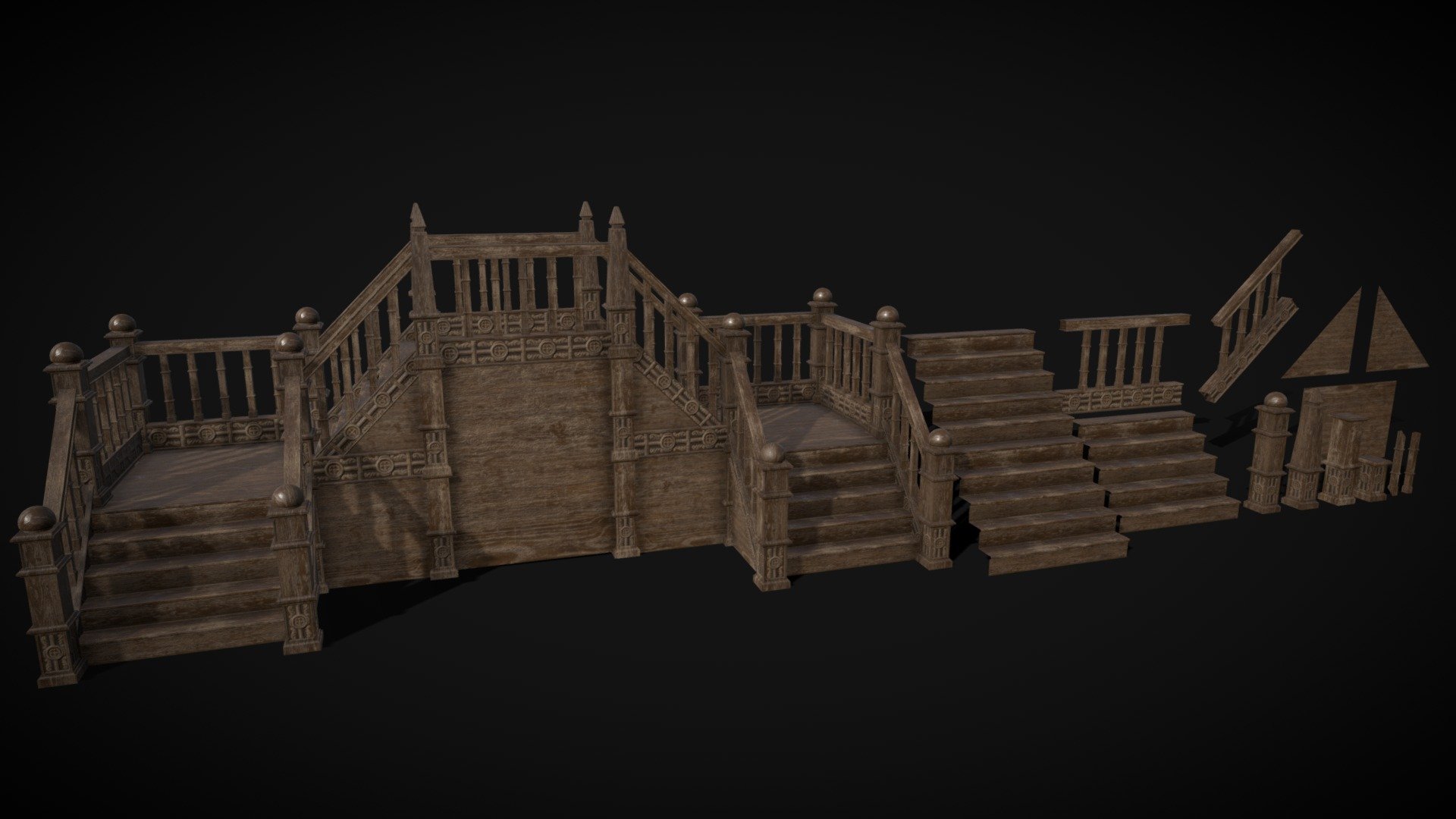 Modular Wood Stairs - Buy Royalty Free 3D model by Clockwork Creations ...