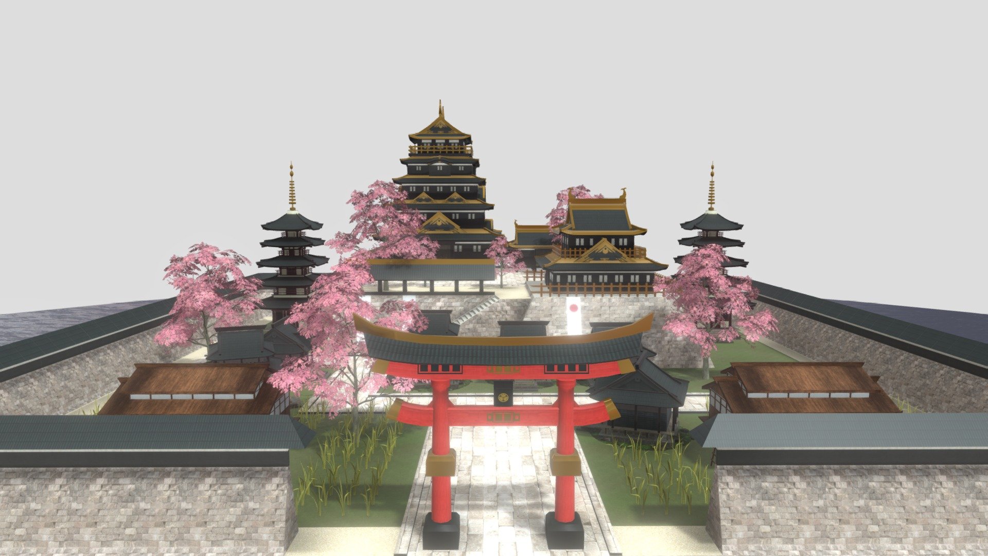 Japanese Shogunate Castle - 3D model by mashiroki [6778a71] - Sketchfab