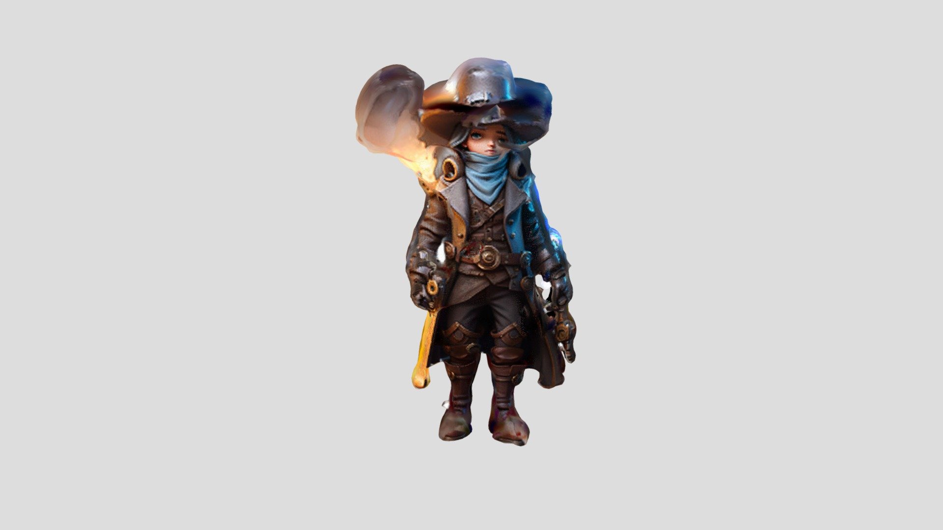 Steam Punk Cowboy A steam punk cowboy stands - Download Free 3D model ...