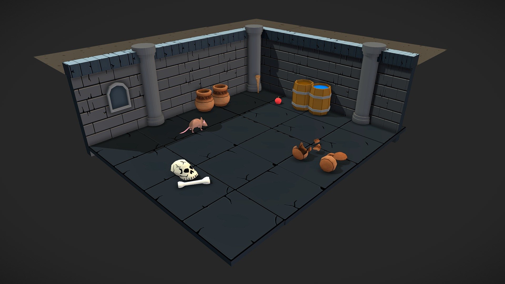 Low Poly Dungeon Room - Modular Tileset - 3D model by Overaction Game ...