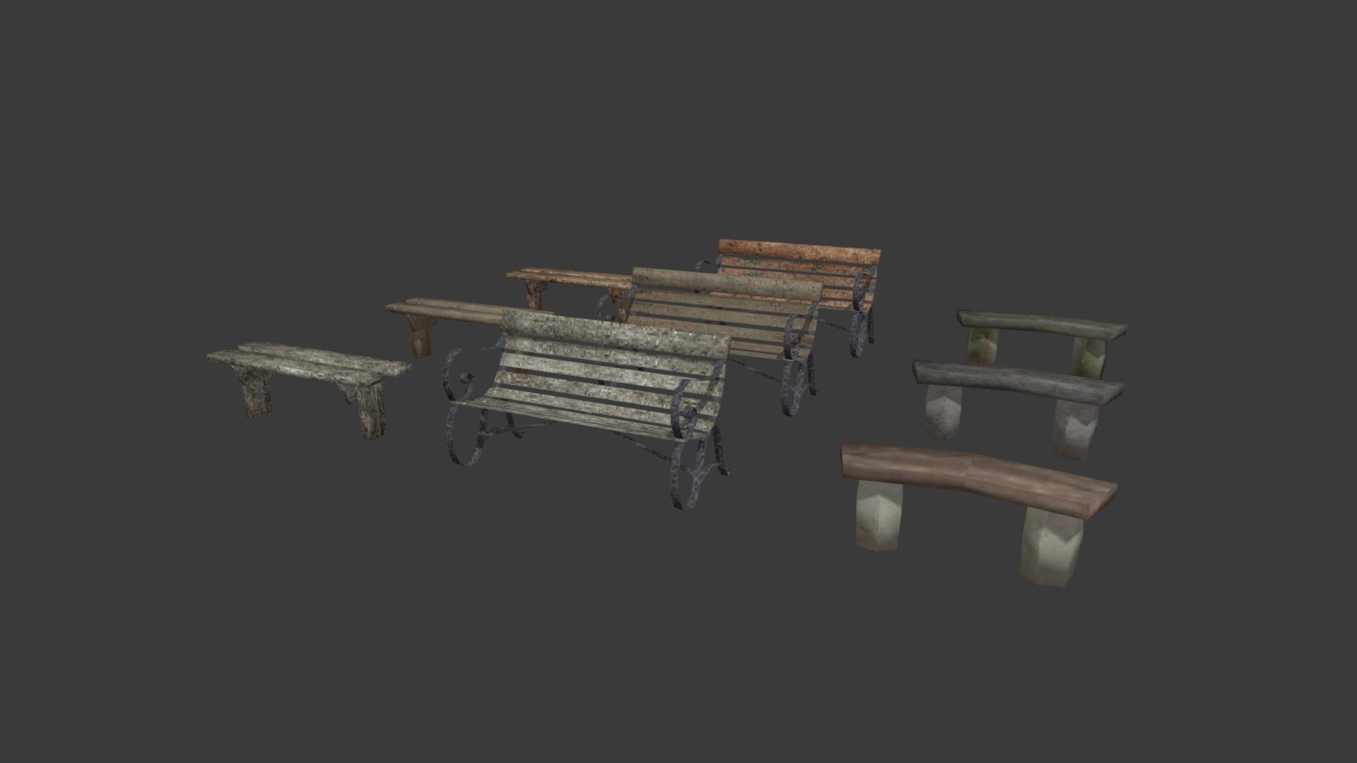 [PSX] Park Benches - 3D model by 7LAMPS (@7LAMPSco) [67aa1d2] - Sketchfab