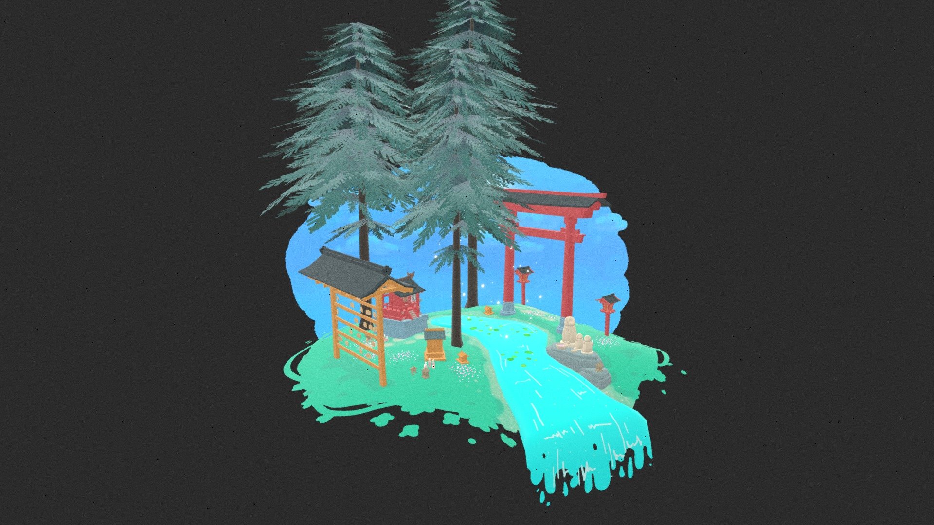 Cartoon Shrine - 3D model by natenshii [67b6e38] - Sketchfab