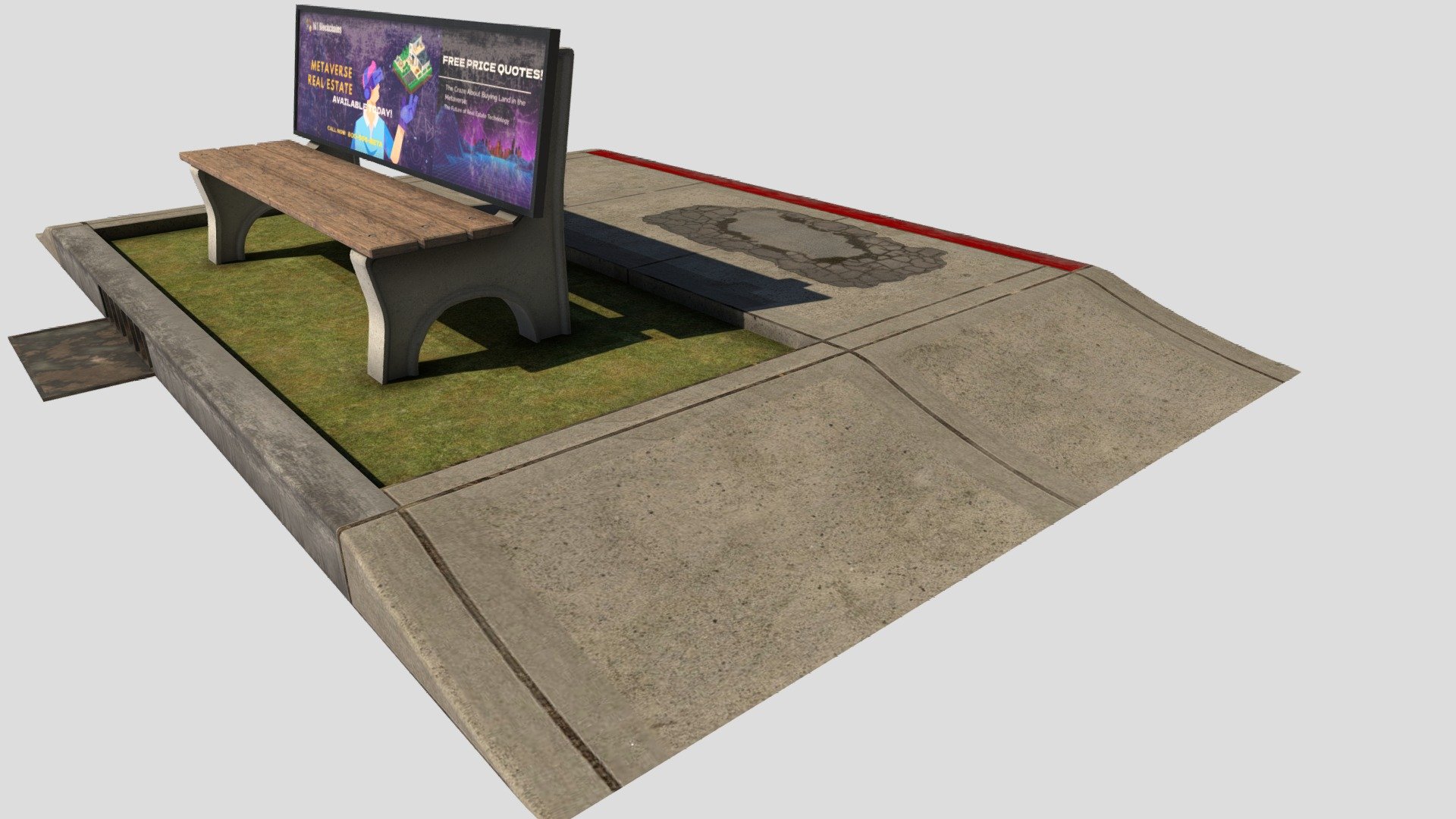 City Bus Stop Bench (Low-Poly Prop) - Download Free 3D model by ...