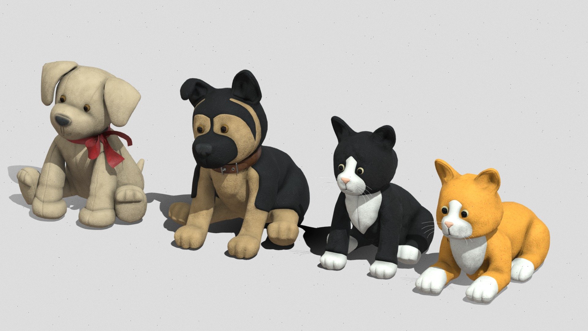 Four Adorable Plush Toy Animals - Buy Royalty Free 3D model by ...