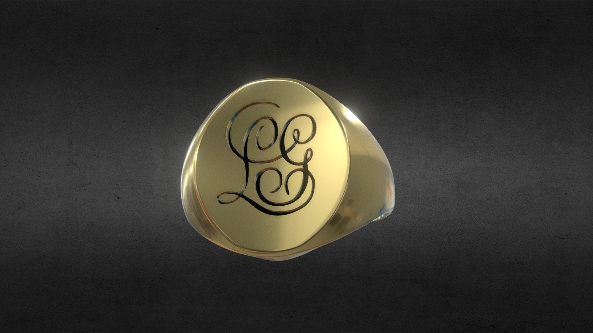 OVAL SIGNET RING WITH TWO LETTERS - 3D model by Williams Jewellers ...