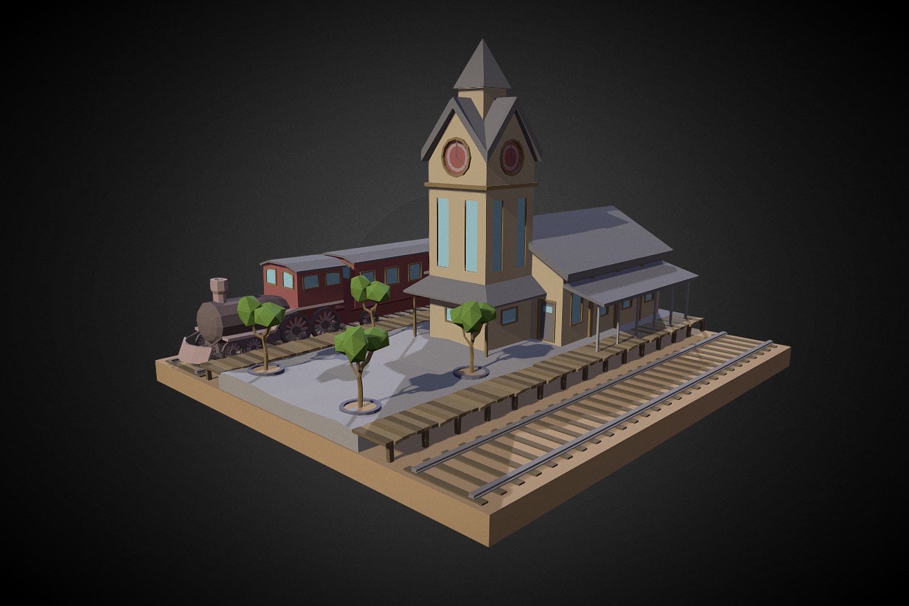 Train station [WLP series #13] - 3D model by Shapernode [67fe936 ...