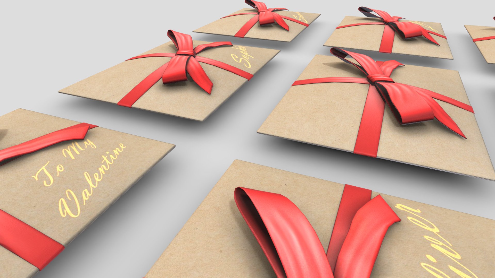 Gift Wrapped Envelopes With Names - Buy Royalty Free 3D model by 3dia ...