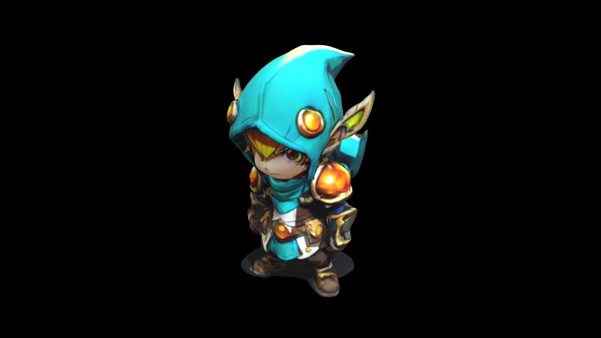 a cartoon character with a blue hood and gold - Download Free 3D model ...