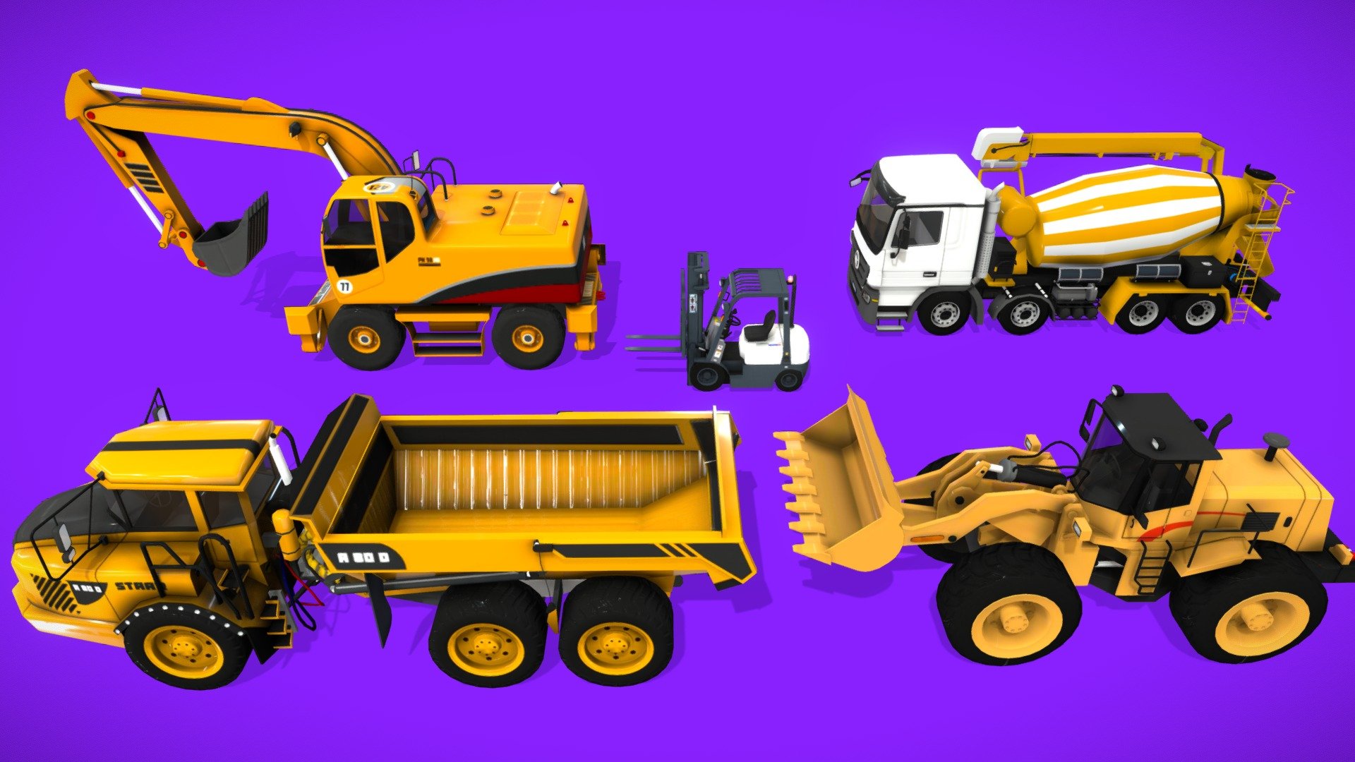 Low Poly Construction Vehicles Pack - Buy Royalty Free 3D model by Zero ...
