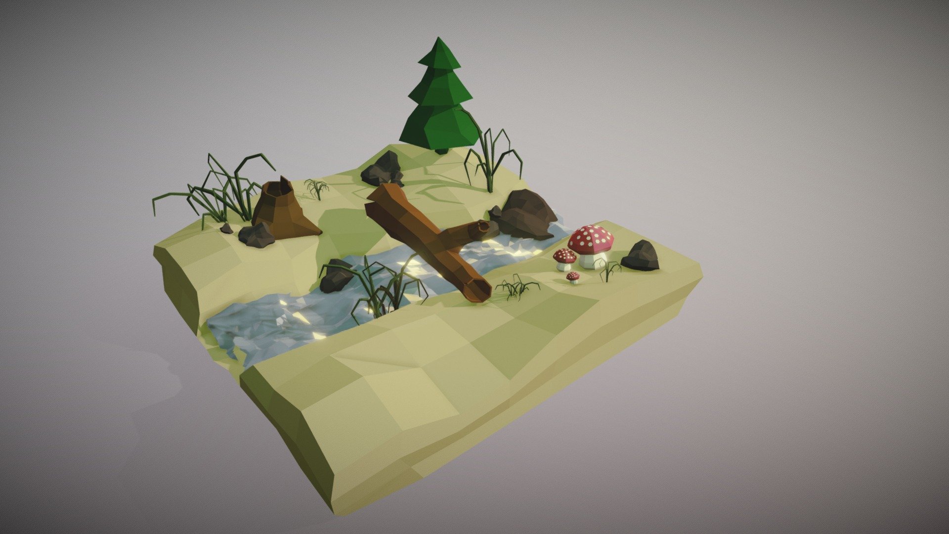 lowpoly landscape - 3D model by nattb [6829039] - Sketchfab