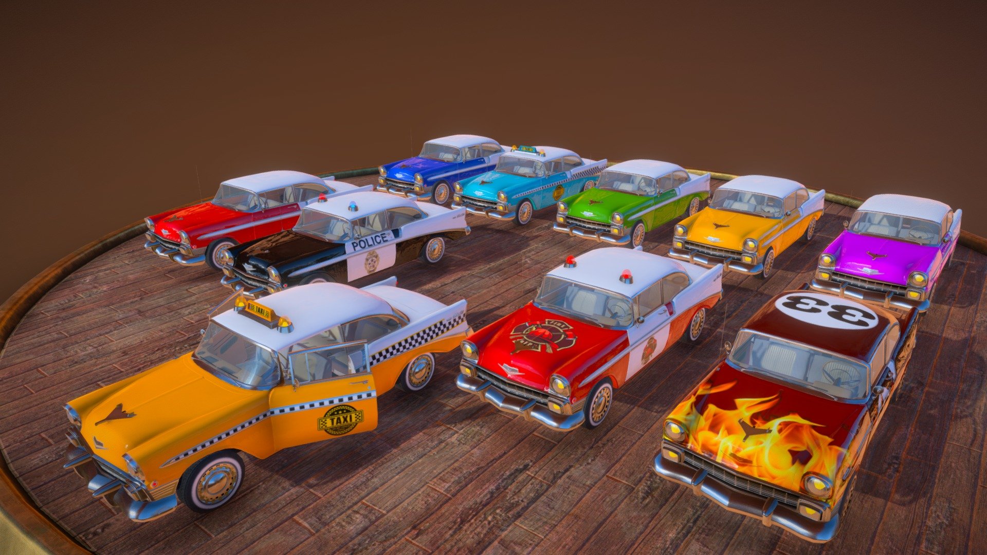 Low poly Vintage car set. - 3D model by 3DBazaar (@muratosan) [682a3e6 ...