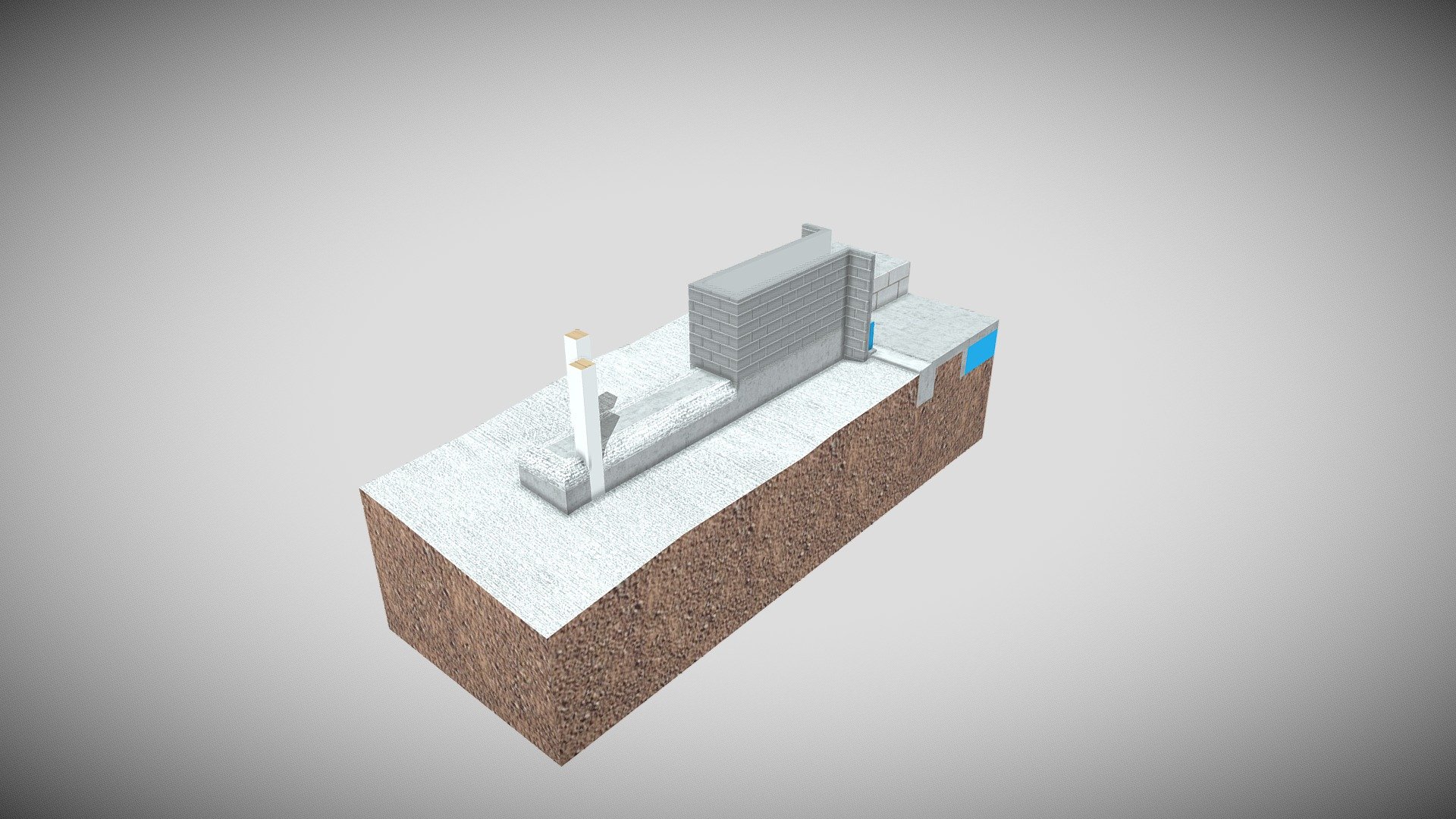 Wingwall Footing: Foundations + Cladding + Gnd - 3D model by ...