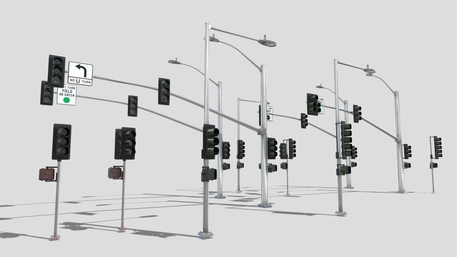 GTE Siemens LED California Traffic Signal Set 3 - Download Free 3D ...