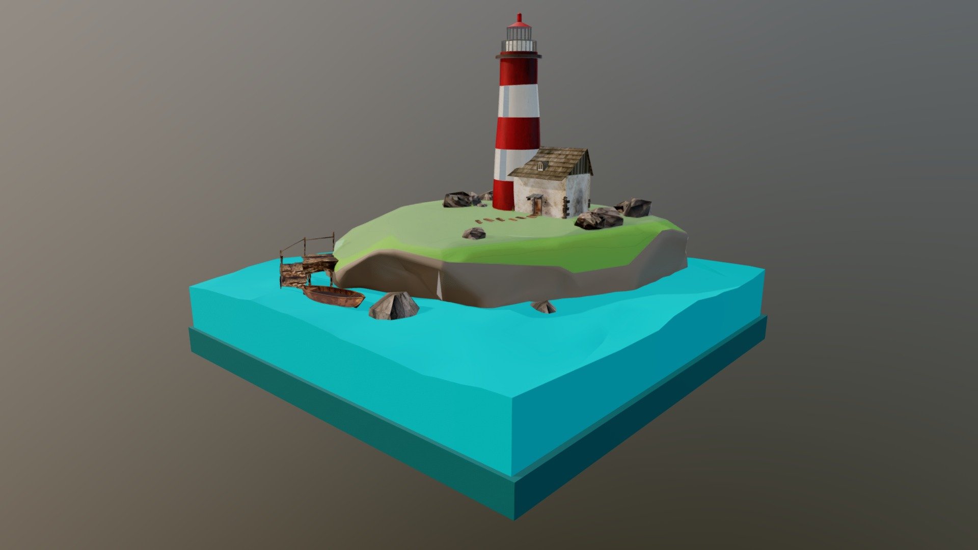 Lighthouse Island Diorama - 3D model by zeeshanthupsee [686ba72] - Sketchfab