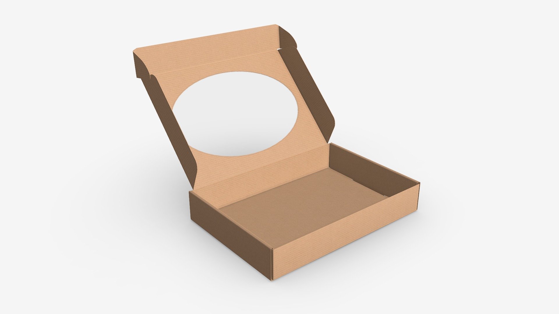Corrugated Cardboard Box with Window 01 Open - Buy Royalty Free 3D ...