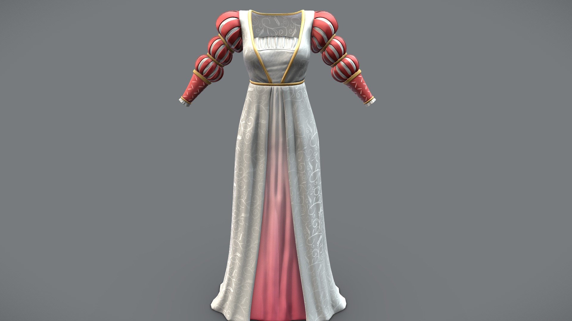 Female Mameluke Virago Sleeves Dress Gown - Buy Royalty Free 3D model ...