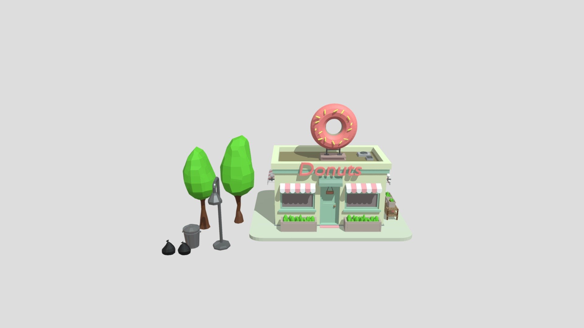 donut shop low poly - 3D model by cerileydi [688941e] - Sketchfab