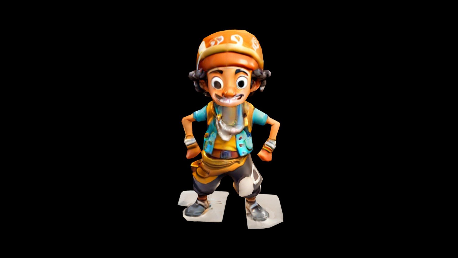 A cheerful cartoon character stands confidently - Download Free 3D ...