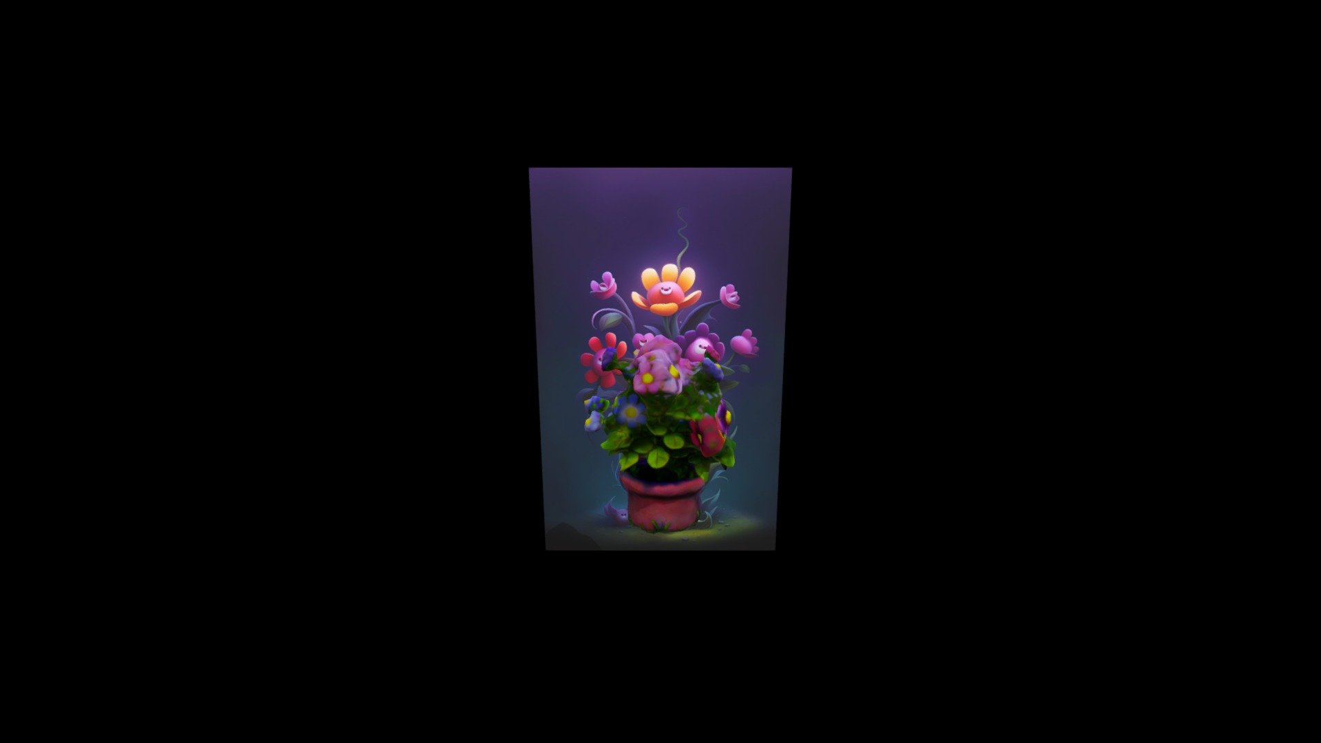 there is a pot with flowers in it on a green su - Download Free 3D ...