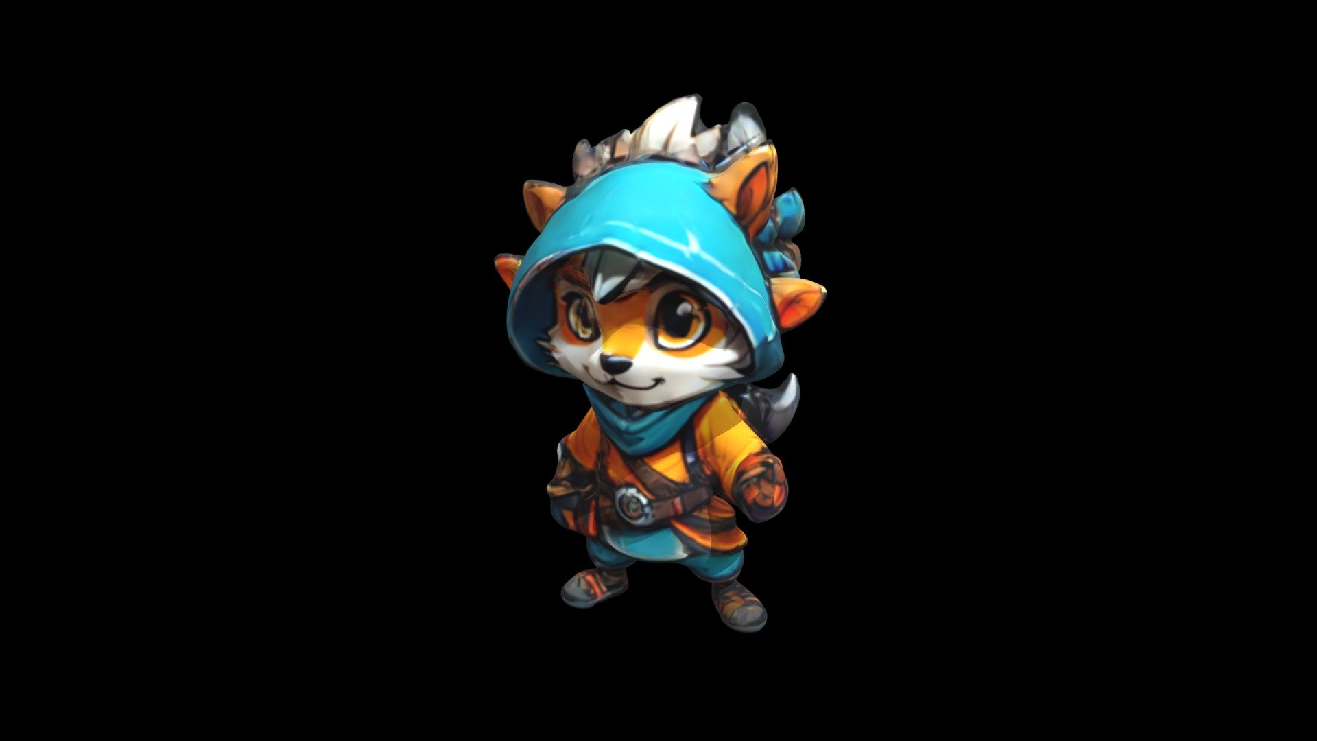 a cartoon illustration of a fox wearing a blu - Download Free 3D model ...