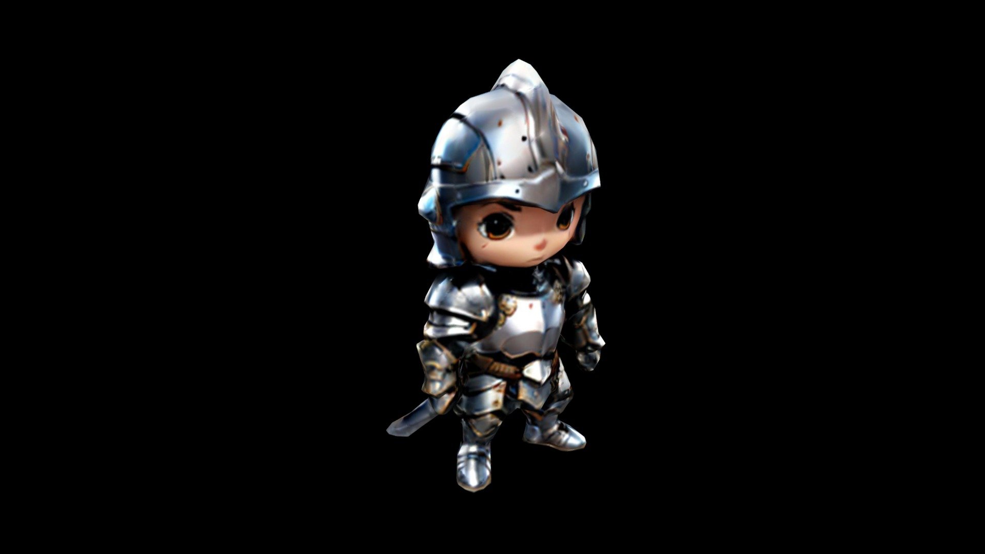 A chibi knight in full armor, holding a sword. - Download Free 3D model ...