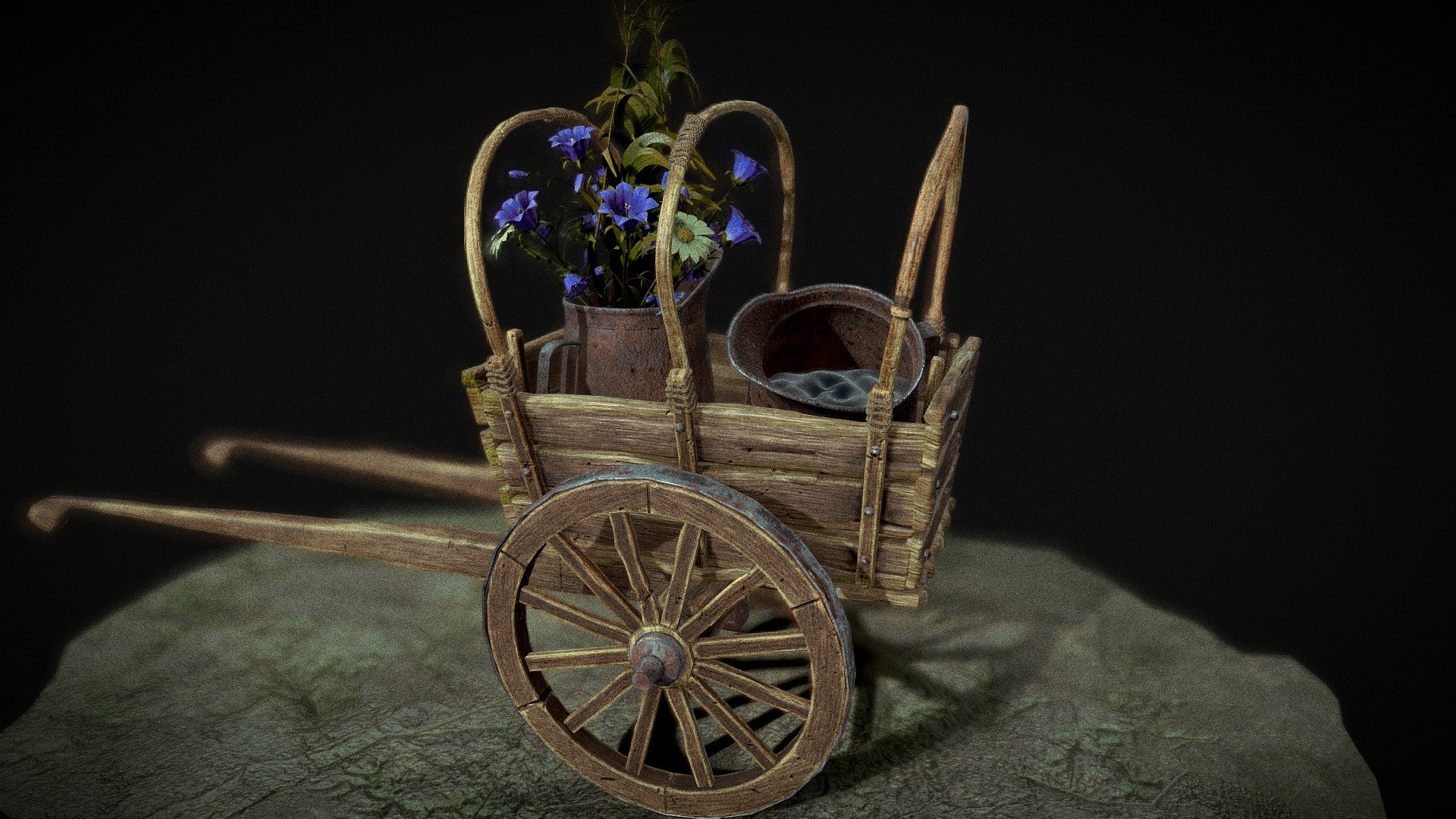 wooden cart with flowers - 3D model by Julia 3d modeler (@Gubkabob ...
