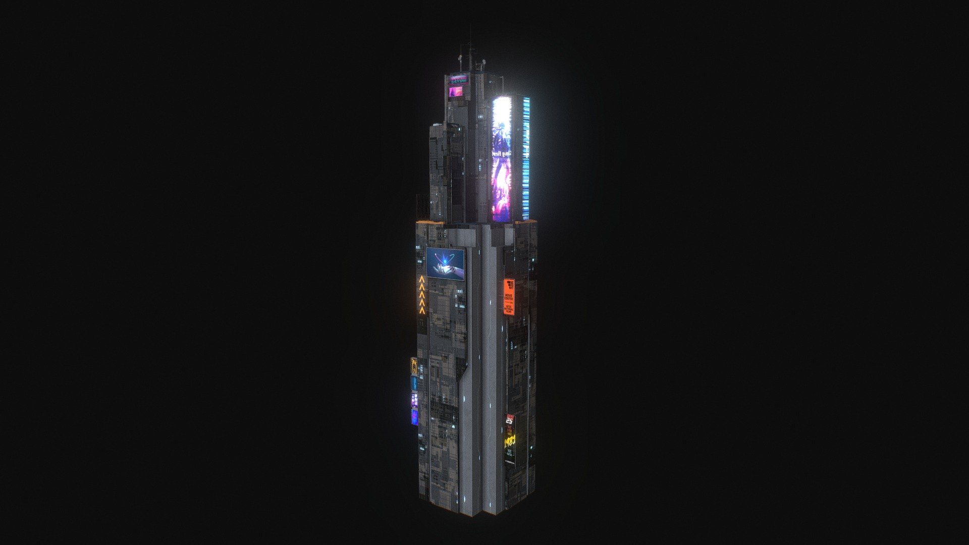 Cyberpunk Futuristic building Kitbash Bundle_011 - 3D model by Zippy ...