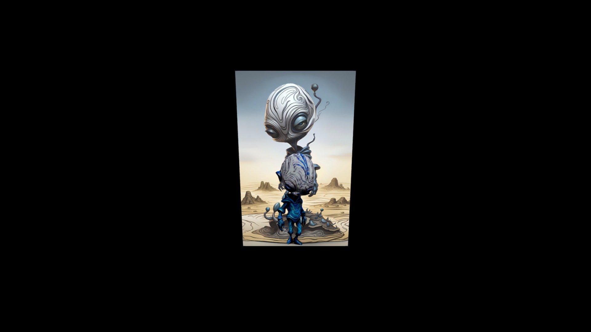 "Cartoon Alien in a Desert Landscape" A carto - Download Free 3D model ...