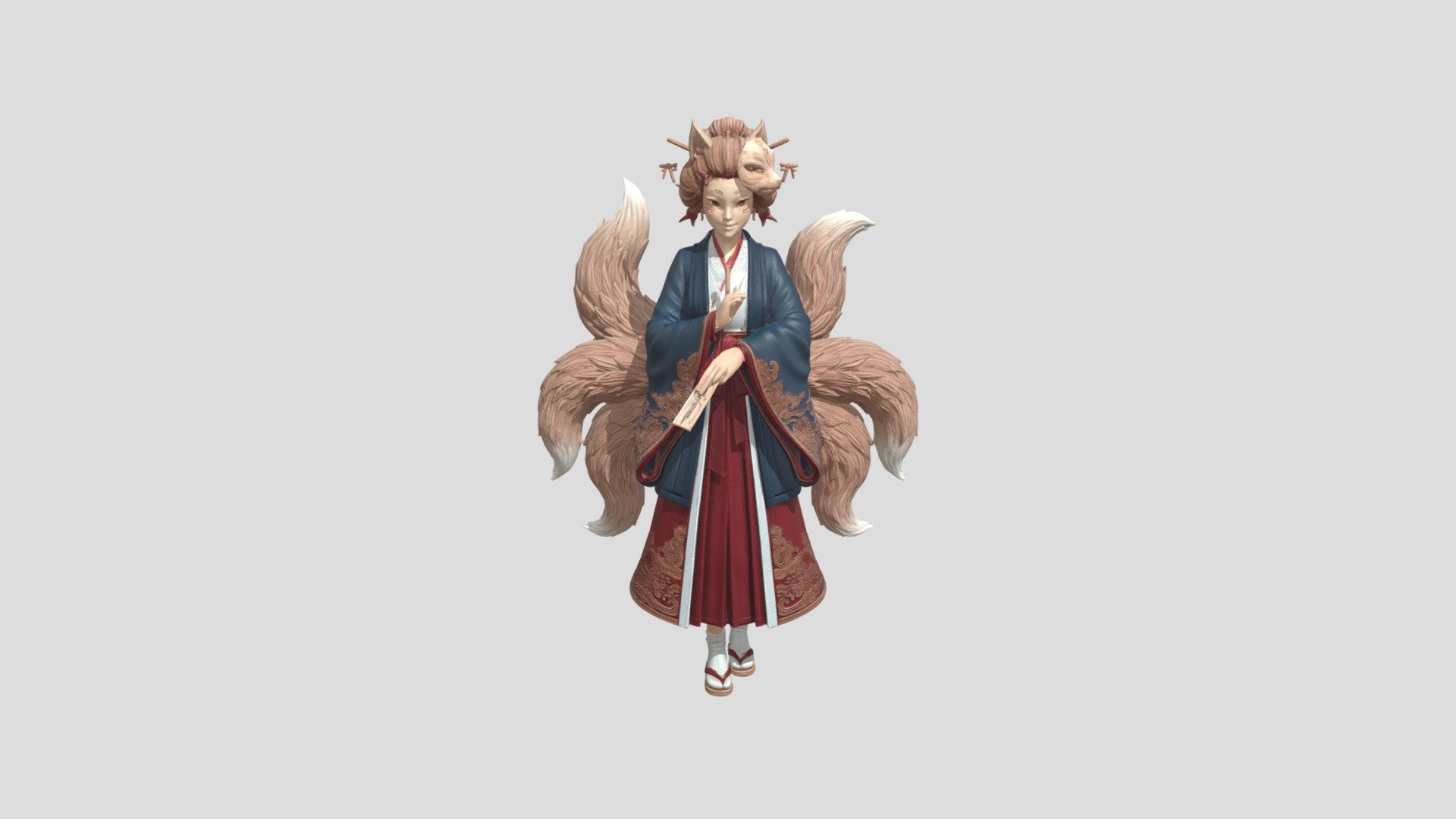 Kitsune Spirit-Priestess Figurine STL | Fox… - Download Free 3D model ...